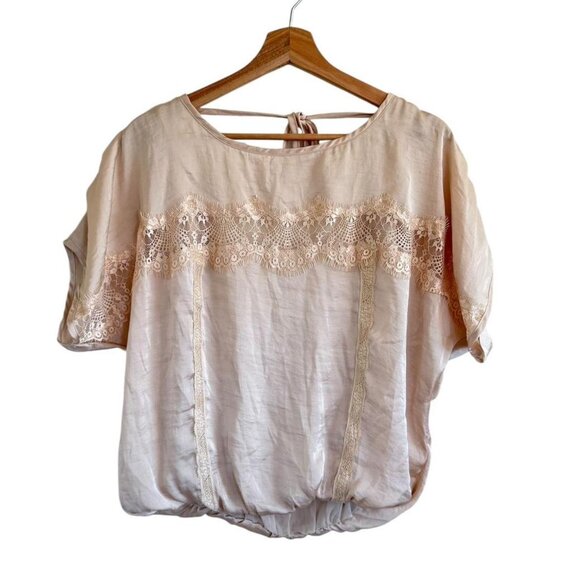 Willow & Clay | Tops | Willow Clay Cream Tan Lace Boho Top Womens Xs ...